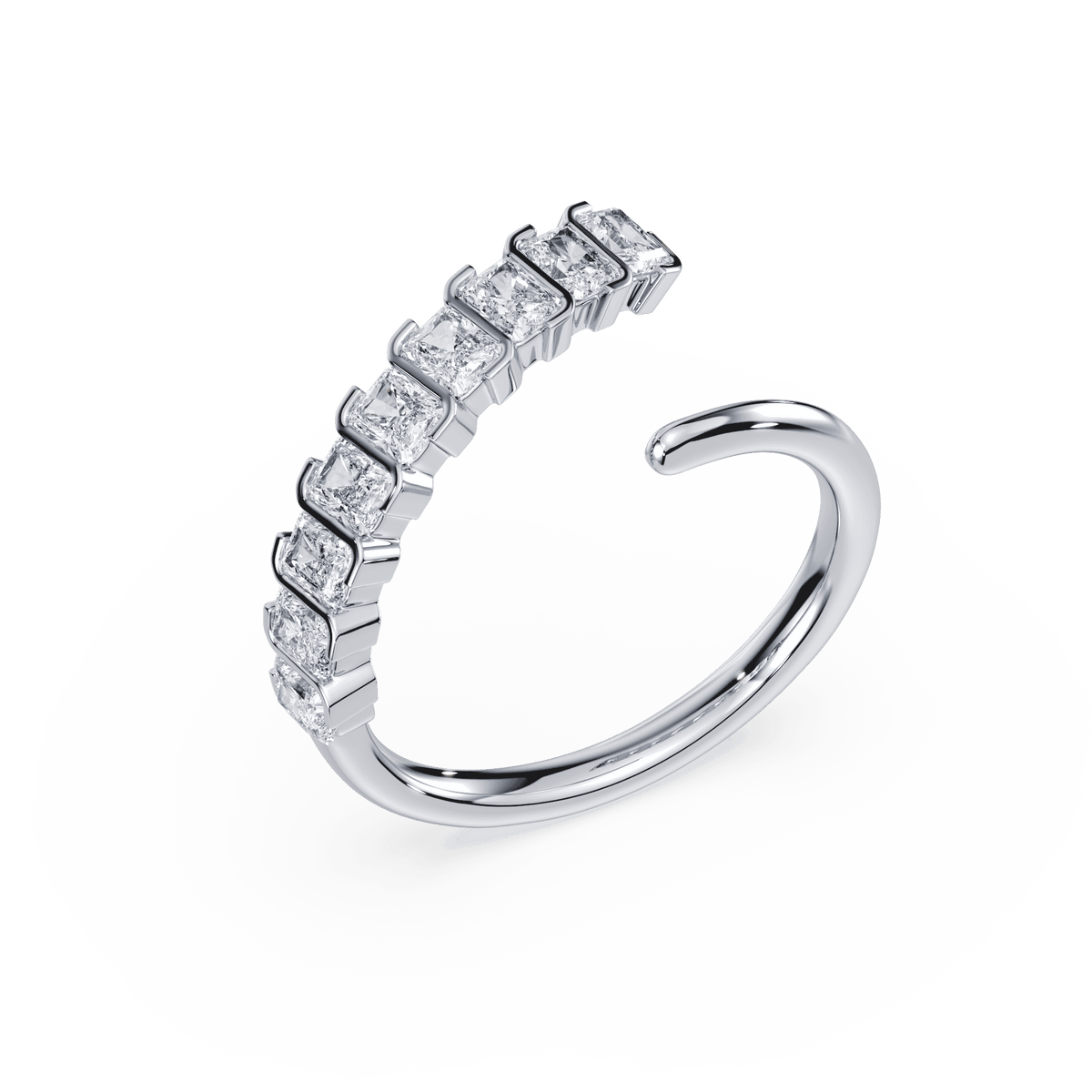 SETTE Jewelry | Half Bezel Radiant Open Ring | Asymmetrical 18K Gold Design
