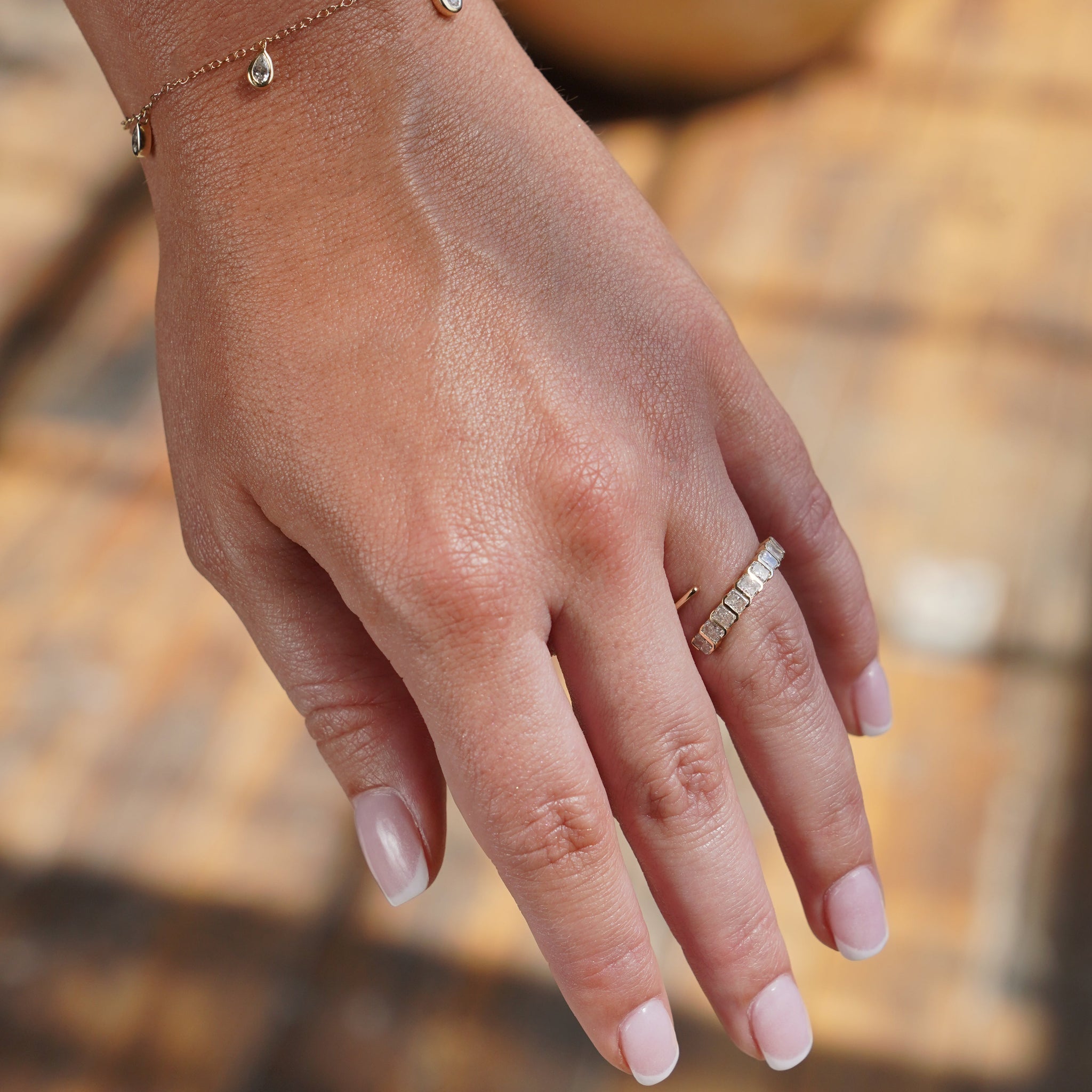SETTE Jewelry | Half Bezel Radiant Open Ring | Asymmetrical 18K Gold Design